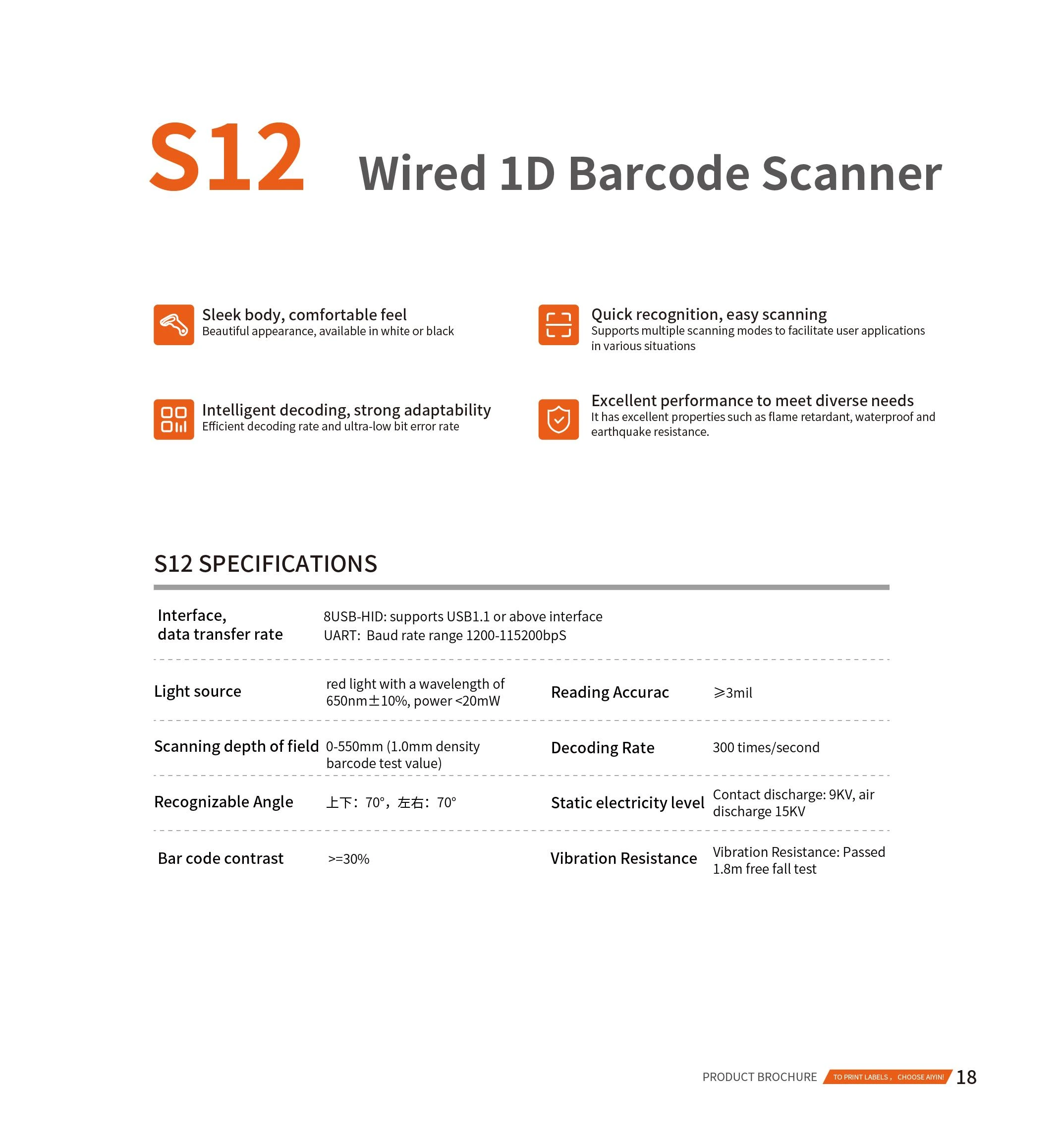 Wholesale Handheld Products Barcode Scanner -S12 — AiYin Barcode ...