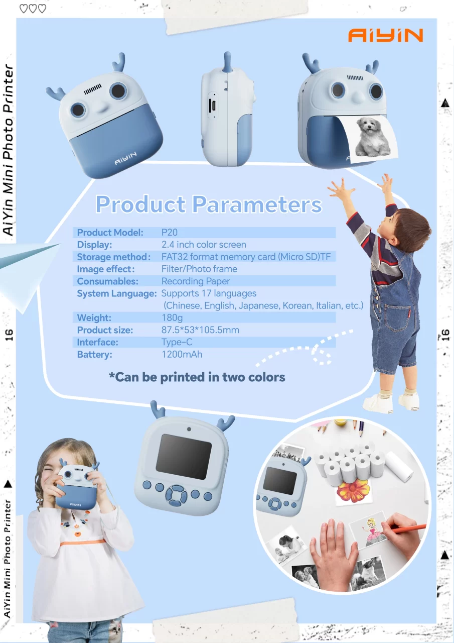 Instant Fun P20 Kids Mini Photo Printer – OEM/ODM Available | AiYin